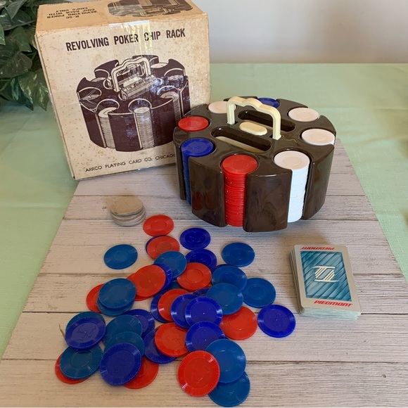 Arrco | Games | Vintage 99s Arrco Revolving Poker Chip Rack Walnut ...